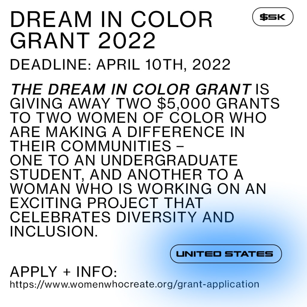 Dream In Color Grant | Women Who Create – Opportunity Listings