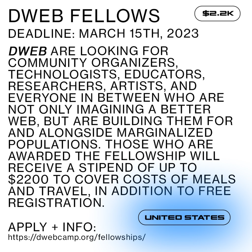 DWeb Fellows 2023 | DWeb – Opportunity Listings Resource