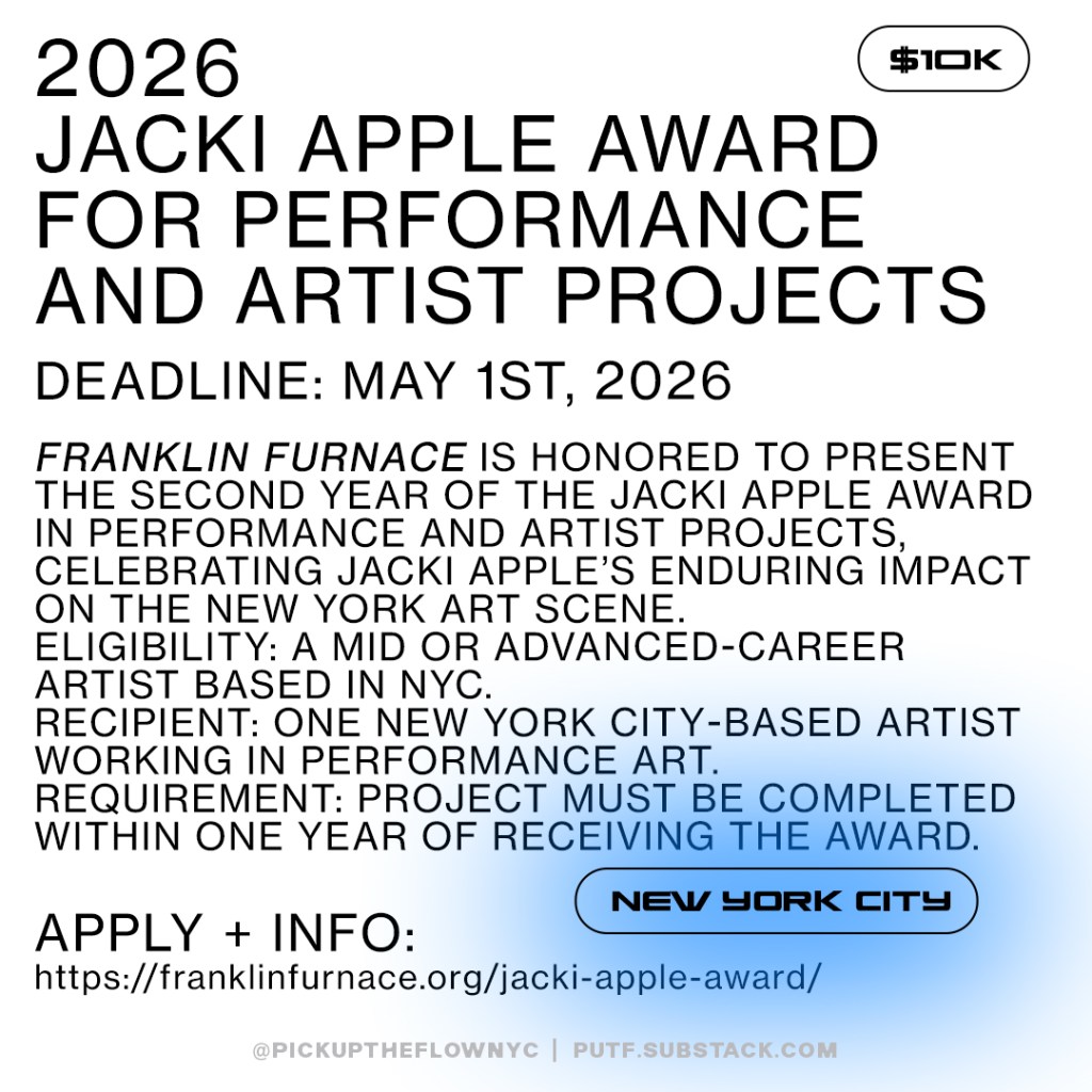 The Jacki Apple Award in Performance and Artist Project 2026 ...